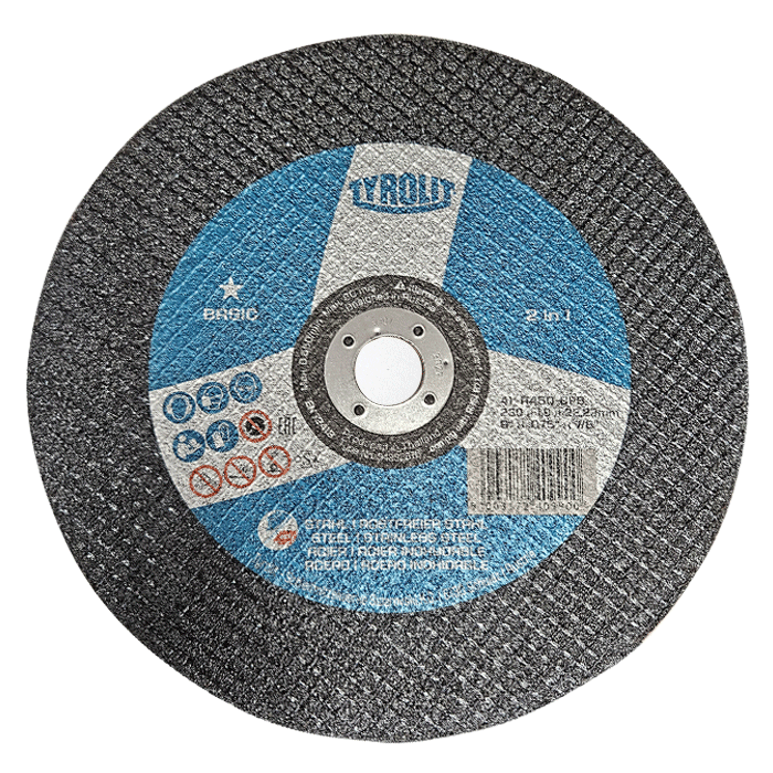 Tyrolit 230mm BASIC 2in1 metal cutting disc x 25, A46Q-BFB