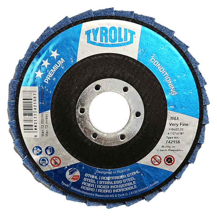 Tyrolit PREMIUM Conditioning Flap Discs, 115mm, Very Fine, Pack of 5