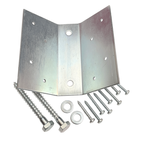 Fully galvanised decking frame corner bracket with screws