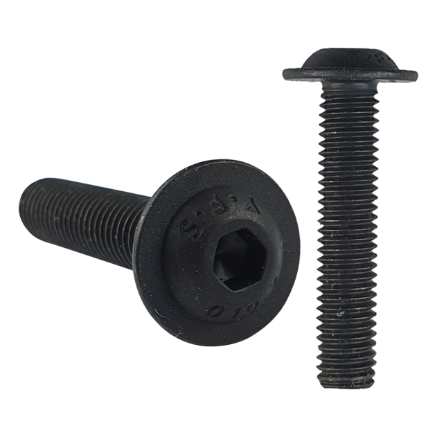 M4 x 6mm Flanged Socket Button Head Screw, Self-Colour, Grade 10.9