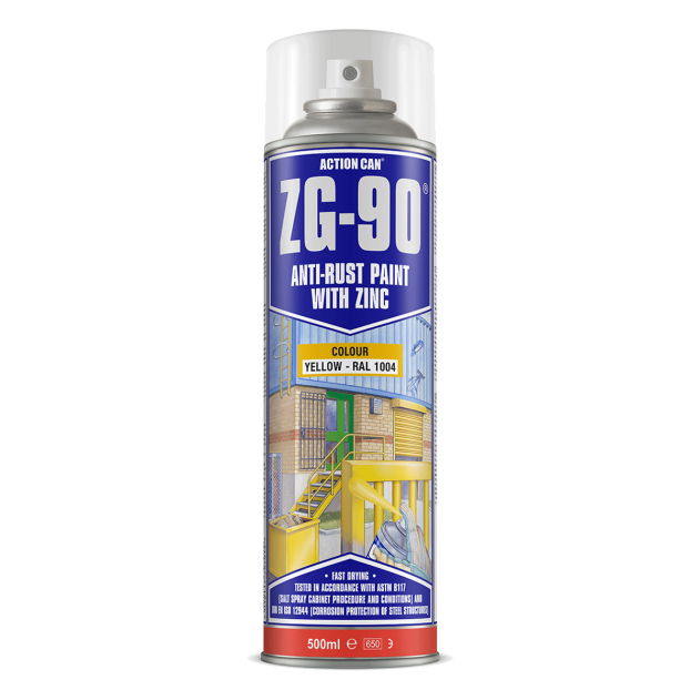 Action Can ZG-90, 2045 Yellow (RAL 1004) Rapid Dry, Galvanised Spray ...