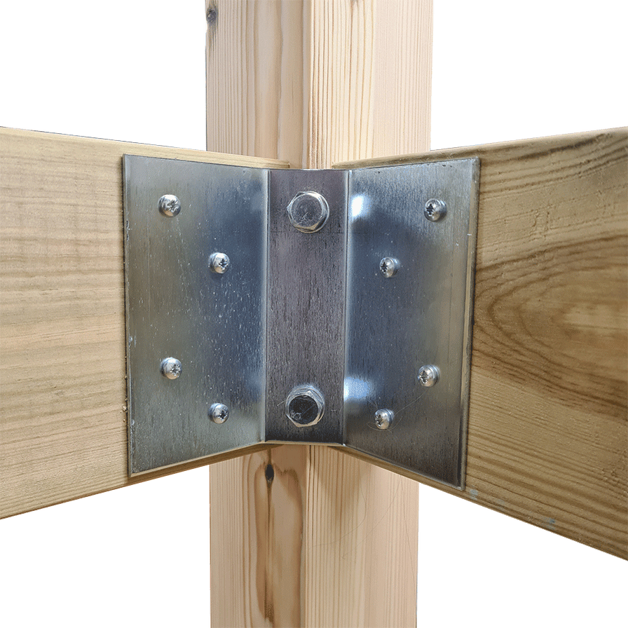 Fully galvanised decking frame corner bracket with screws