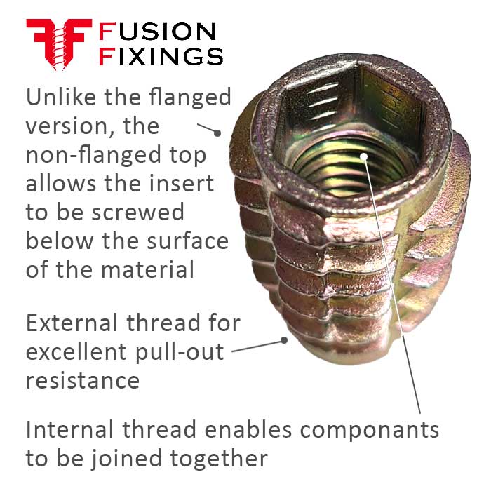 Great prices - M8 x 20mm Type E Threaded Insert Nut, Zinc Plated